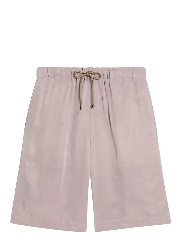 Dries Van Noten Crinkled Cupro Drawstring Shorts - Lilac