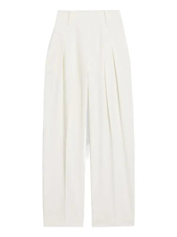 Victoria Beckham Pleated Wool-blend Twill Wide-leg Pants - Ivory