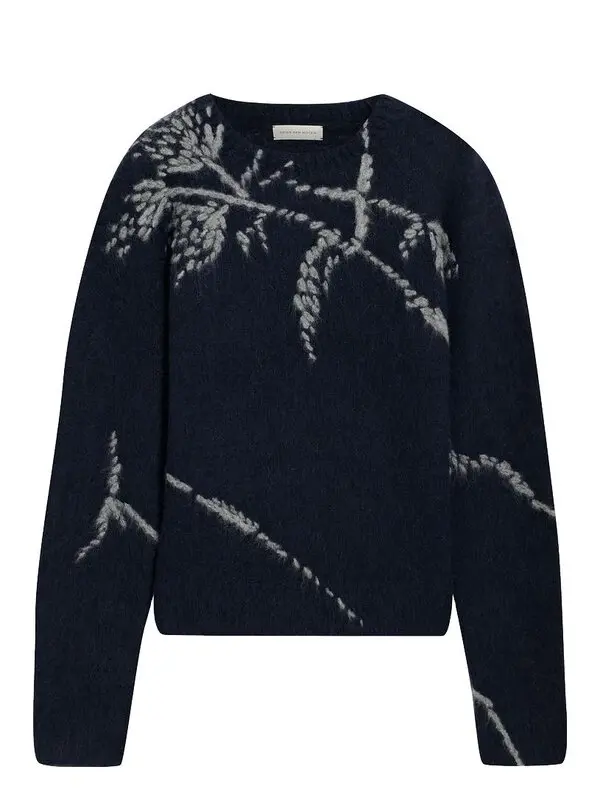 Dries Van Noten Intarsia Alpaca-blend Sweater - Navy