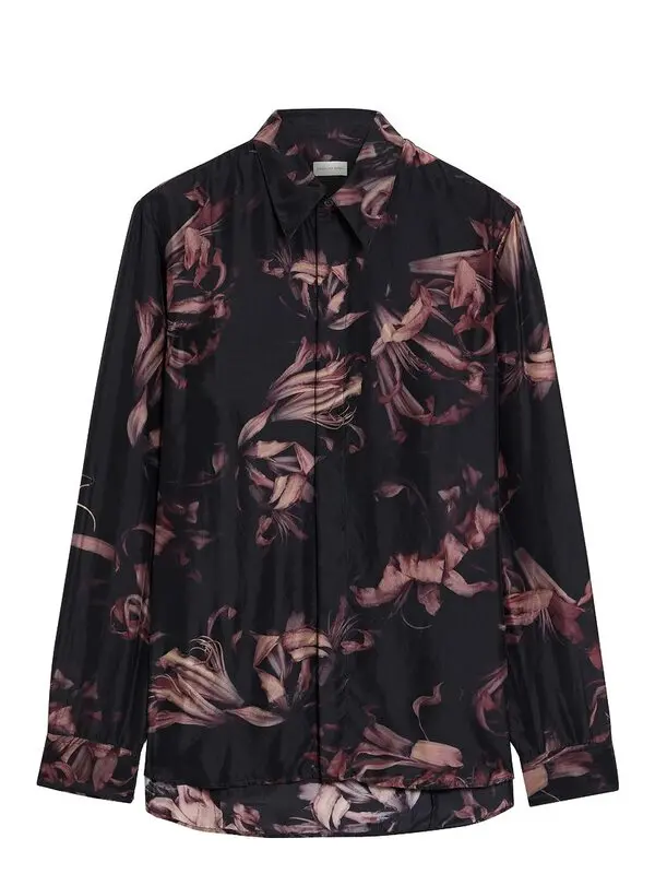 Dries Van Noten Floralprint Silk Shirt - Black