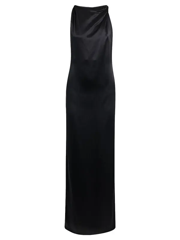 Adam Lippes Silk-satin Maxi Dress With Side Slits - Black