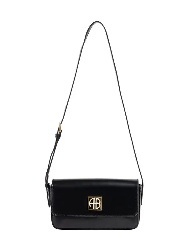 ANINE BING Elly Leather Crossbody Bag With Gold Hardware - Black