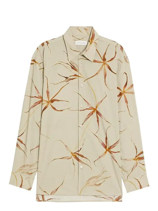 Dries Van Noten Floralprint Cottonpoplin Shirt - Beige