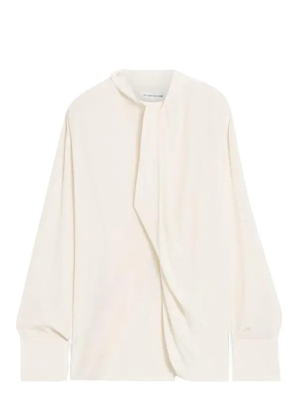 Victoria Beckham Draped Silk Crepe De Chine Blouse - Ivory