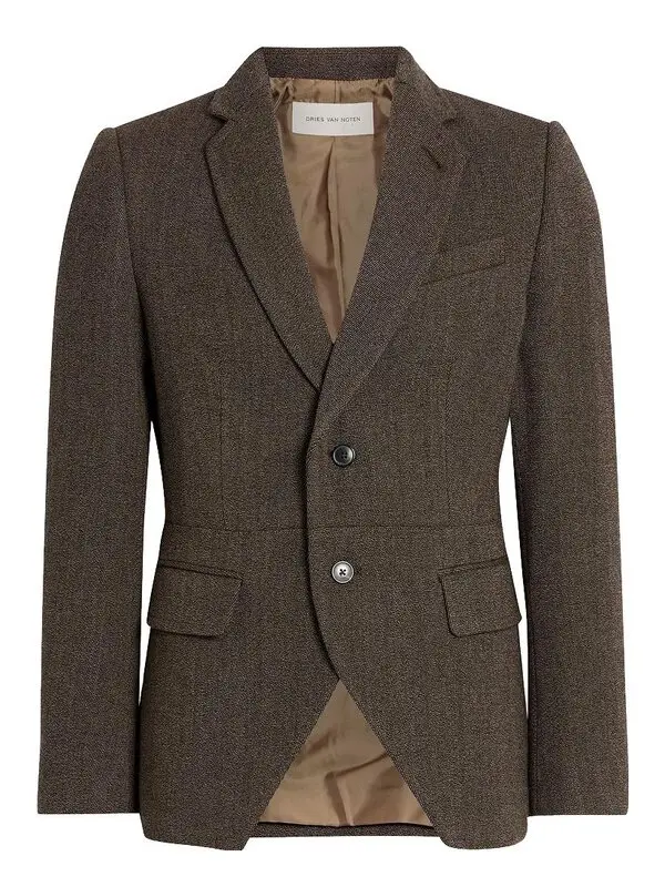 Dries Van Noten Woolblend Twill Blazer - Dark Brown