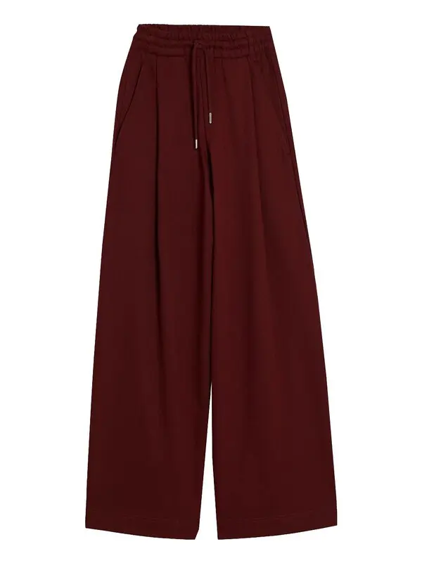 Dries Van Noten Pleated Cotton-terry Track Pants - Claret