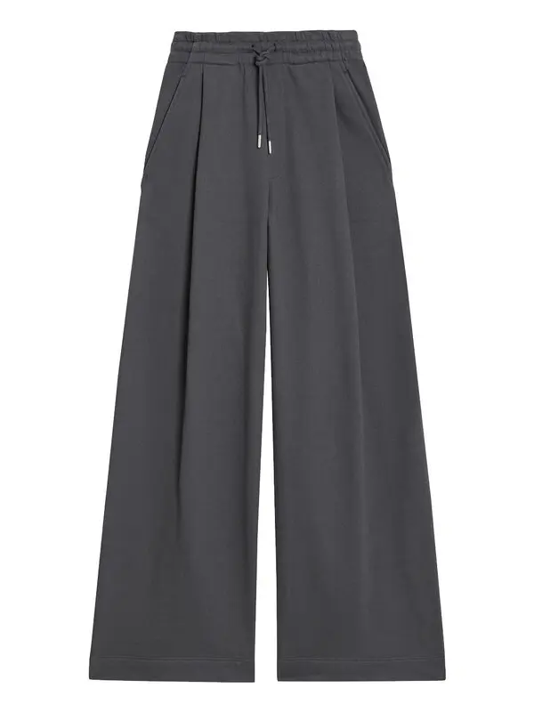 Dries Van Noten Pleated Cotton-terry Track Pants - Dark Gray