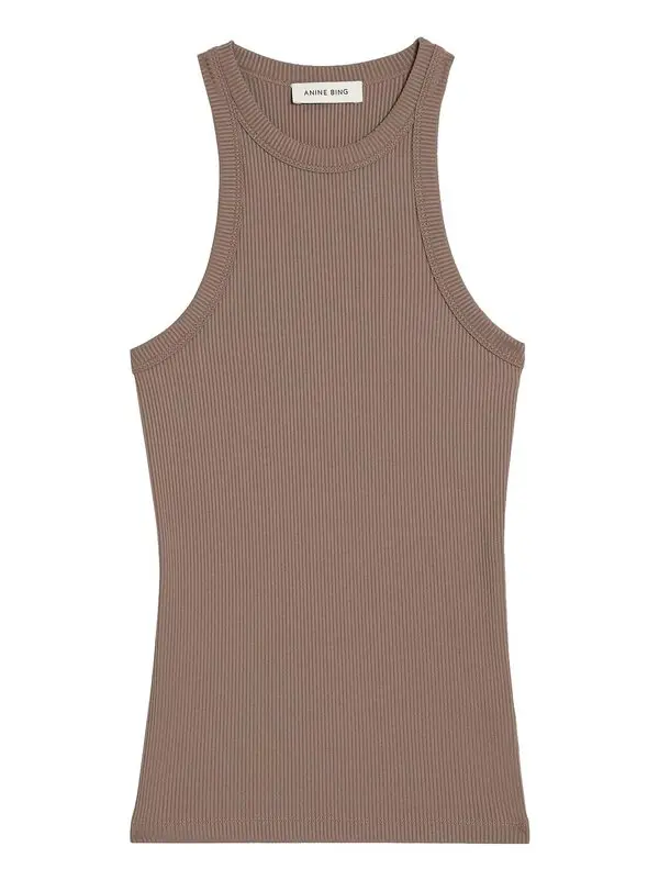 ANINE BING Ribbed Jersey Tank - Light Brown