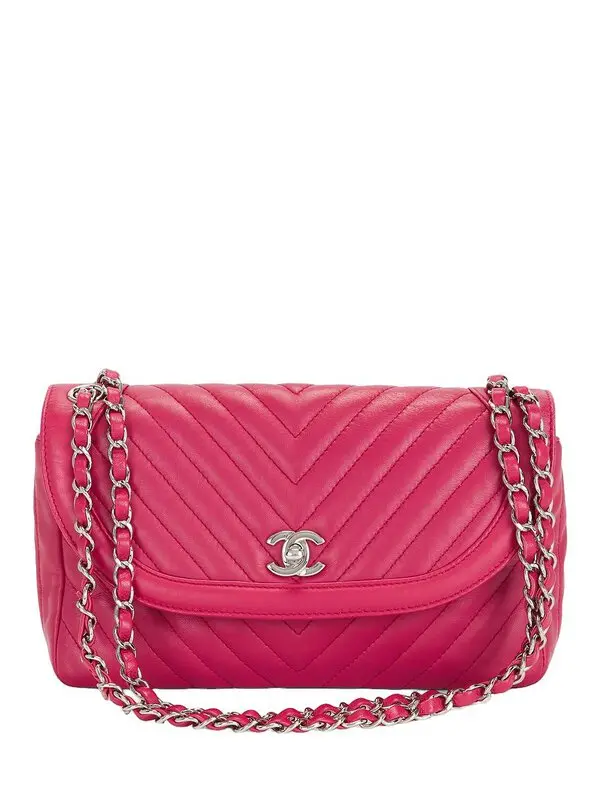 Chanel Calfskin Round Flap Bag - Red