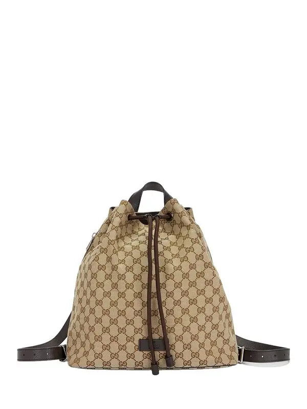 Gucci Gg Canvas Drawstring Backpack - Brown