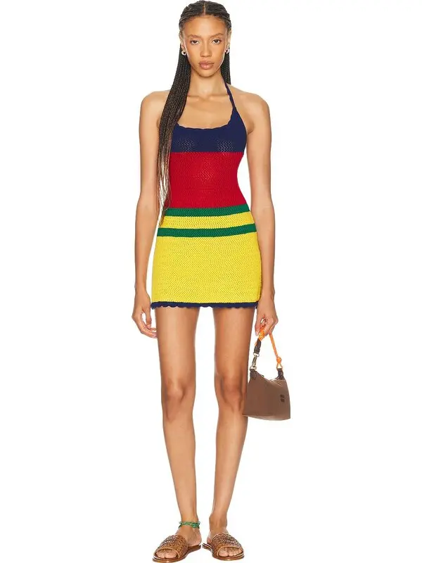 SEROYA Norma Dress Crochet Halterneck - Multi Stripe