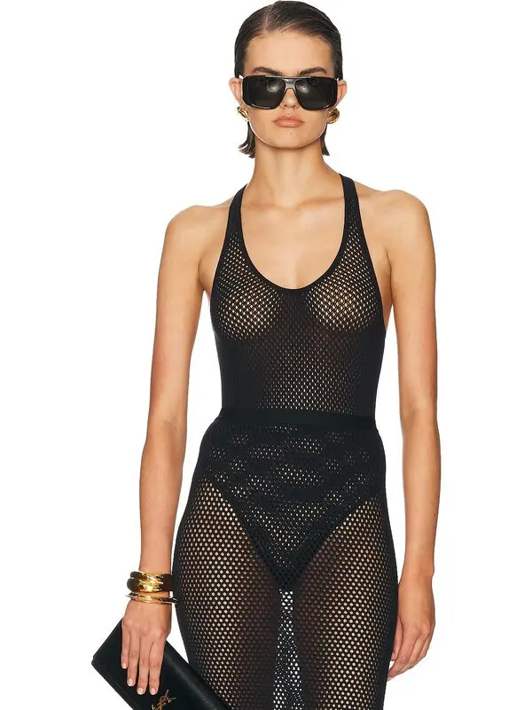 Wardrobe.NYC X Rosie Huntington-whiteley Web Tank Bodysuit - Black