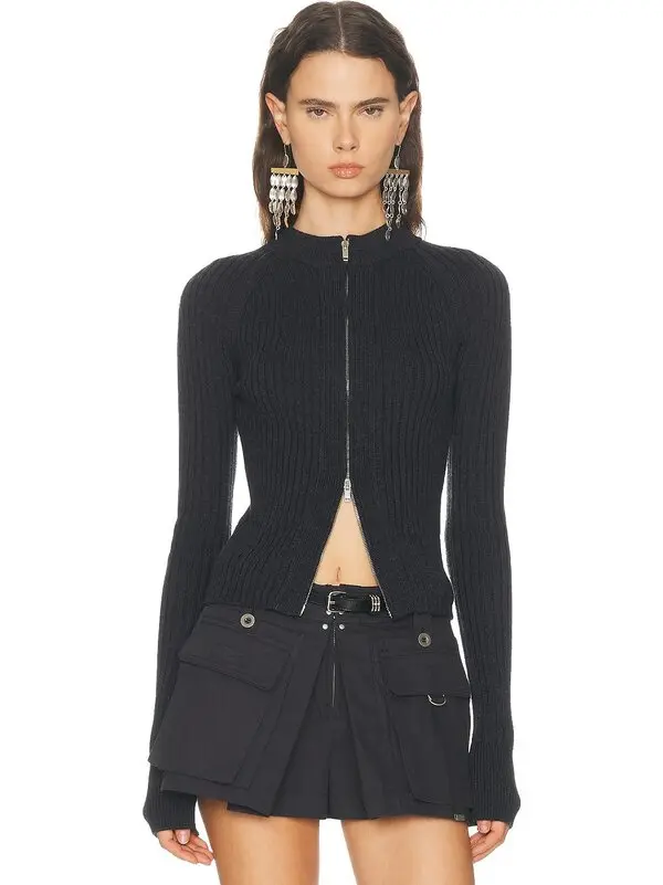 Isabel Marant Étoile Vice" Charcoal Knit Zip-up Sweater - Anthracite