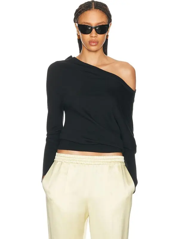 TOM FORD Wool Silk Off The Shoulder Top - Black