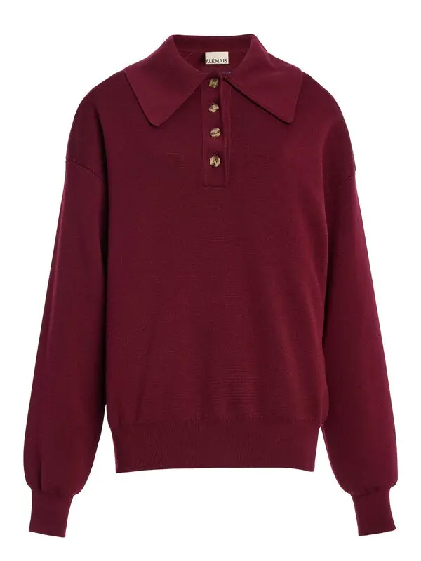 ALEMAIS Claudia Knit Polo Sweater - Purple
