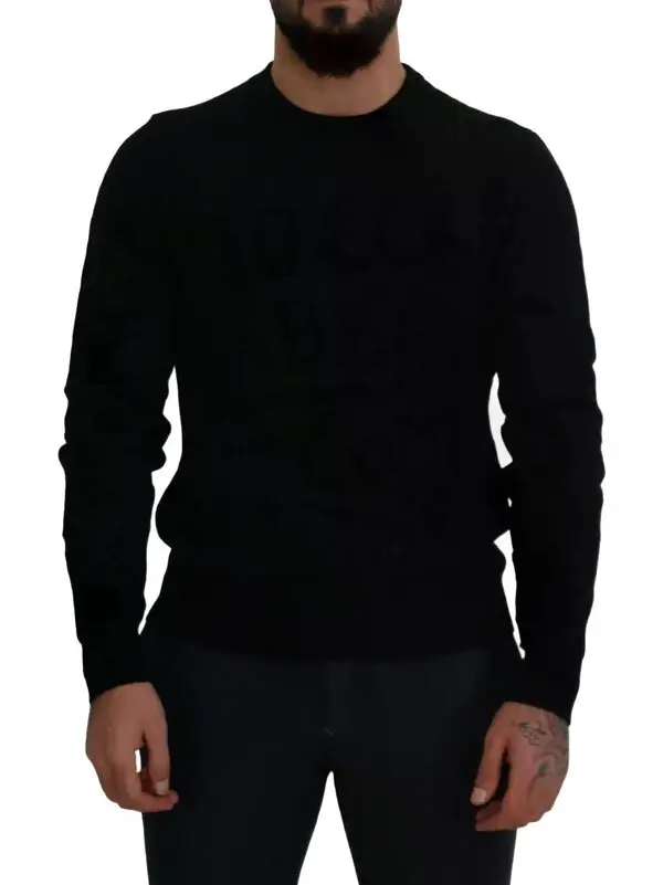Dolce & Gabbana Graffiti-print Wool Crew Neck Sweater - Black