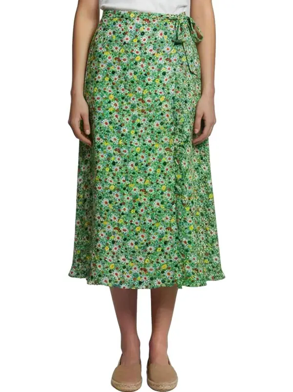 Miu Miu Floral Print Midi Skirt - Green