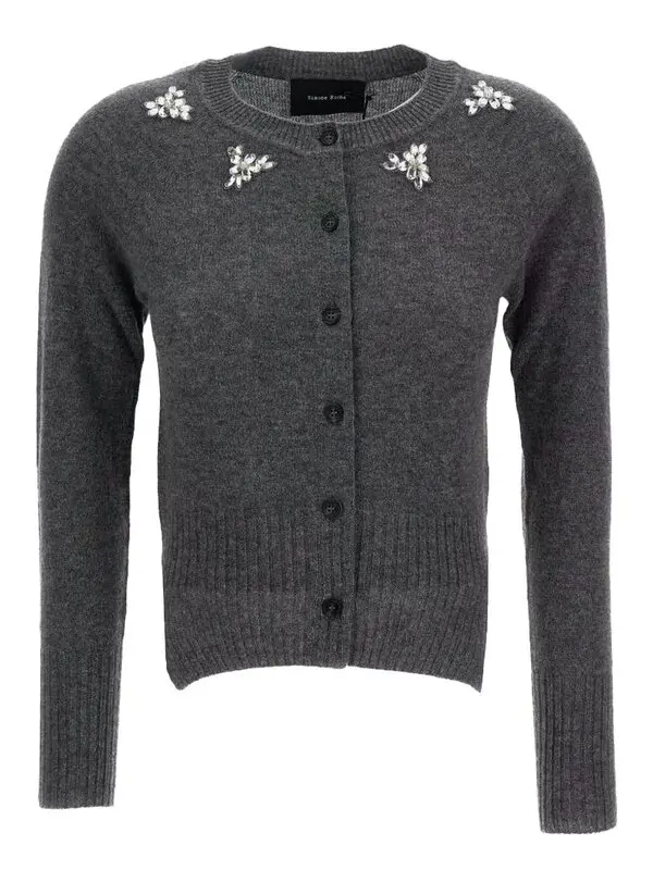 Simone Rocha Embellished Cashmere Cardigan - Grey