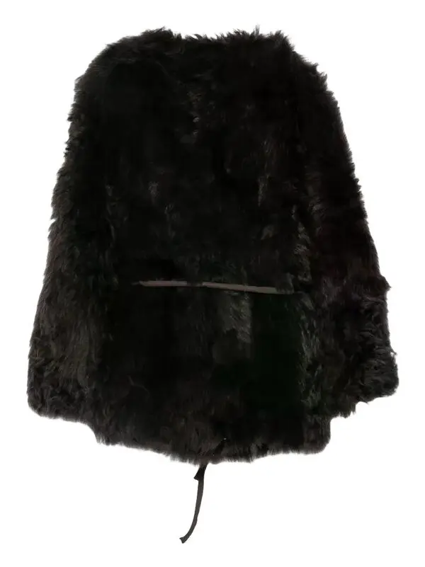 BLANCHA Belted Shearling Coat - Brown