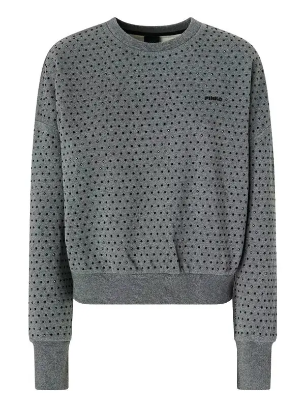 Pinko Crystal-embellished Logo-print Sweater - Grey