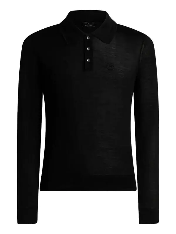 Etro Polo-style Wool And Silk Sweater - Black