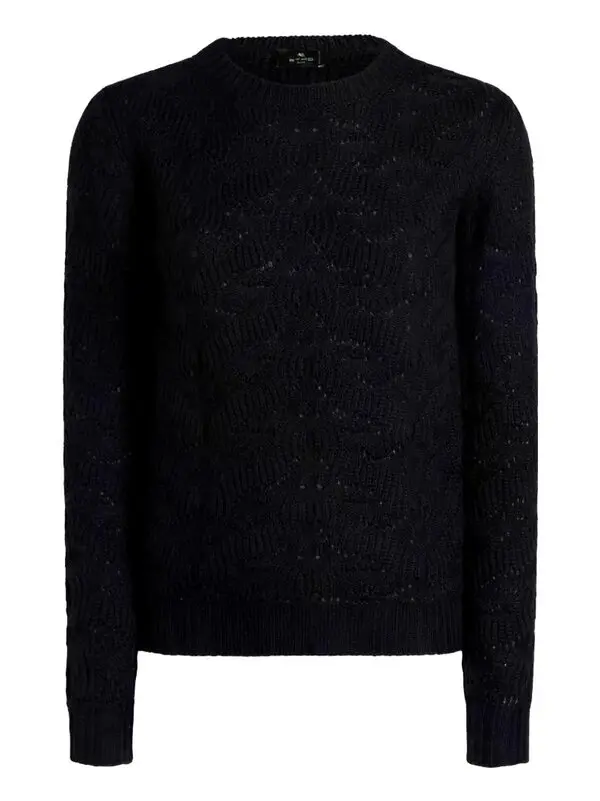 Etro Wool-blend Sweater With Paisley Detailing - Blue