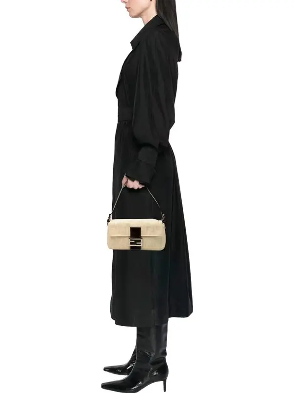 Fendi Zucca Canvas Baguette Shoulder Bag - Neutrals