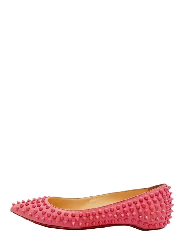 CHRISTIAN LOUBOUTIN Spiked Leather Ballerina Flats - Pink