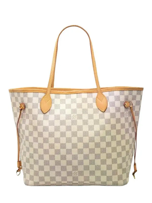 LOUIS VUITTON Damier Azur Neverfull Mm Tote Bag - White