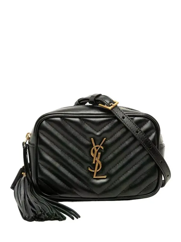 Saint Laurent Chevron Calfskin Monogram Tassel Lou Belt Bag - Black