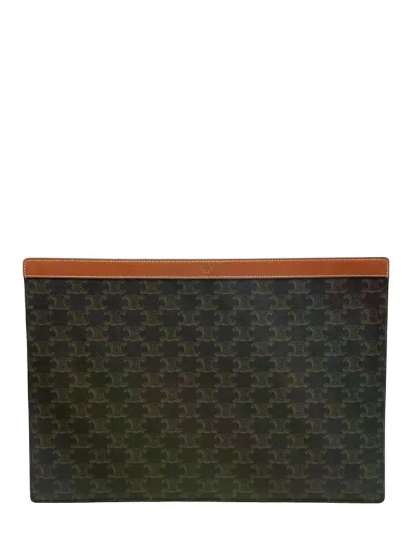 Celine Triomphe Coated Canvas Clutch Bag - Brown