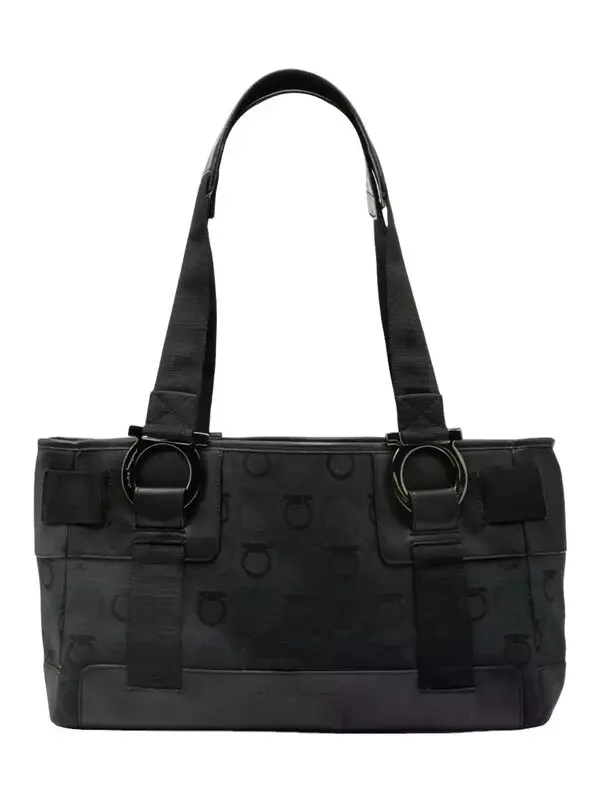 FERRAGAMO Gancini Canvas Tote Bag - Black