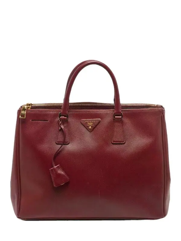 Prada Saffiano Lux Double Zip Tote Bag - Red