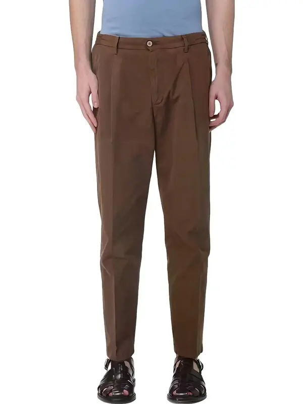 BRIGLIA 1949 Pleated Chino Trousers - Brown