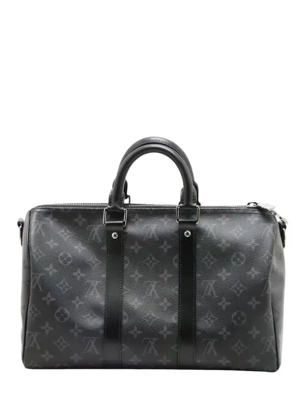 LOUIS VUITTON Monogram Eclipse Keepall Bandouliere 35 Satchel - Black
