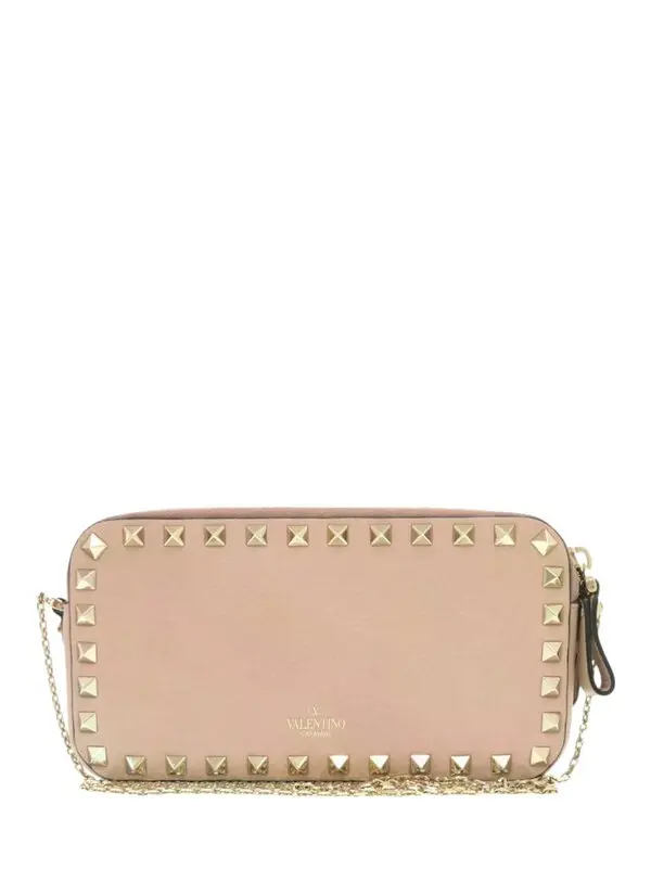 Valentino Garavani Rockstud Double Zip Chain Pouch Crossbody Bag - Brown