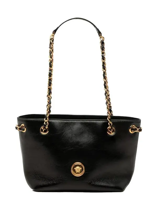 Versace Leather La Medusa Shoulder Bag - Black