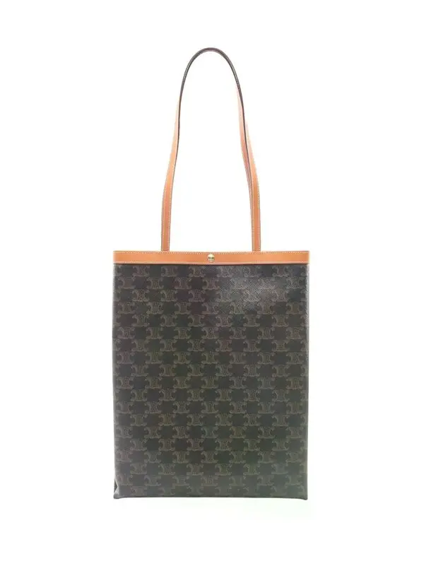 Celine Medium Triomphe Coated Canvas Flat Shopper Tote Bag - Brown
