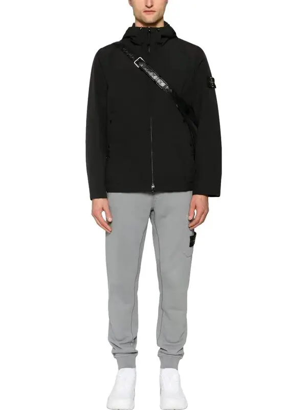 Stone Island Logo Patch Hooded Jacket - Black