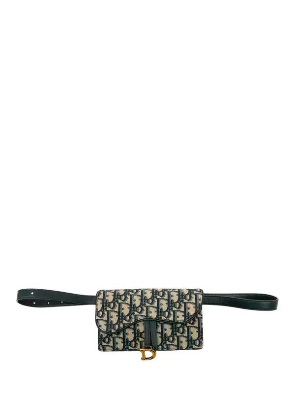 Dior 2018 Oblique Canvas Saddle Belt Bag - Blue