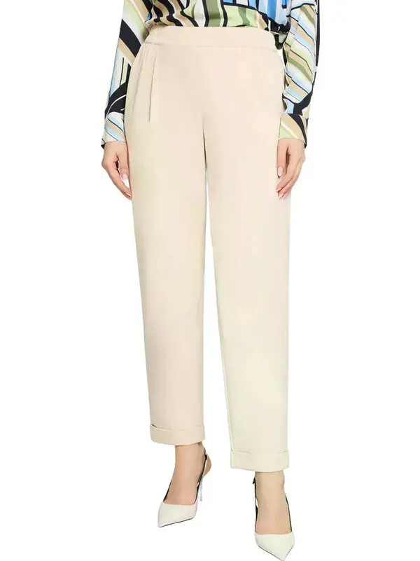 BETTY BARCLAY Pleated Turn-up Trousers - Neutrals