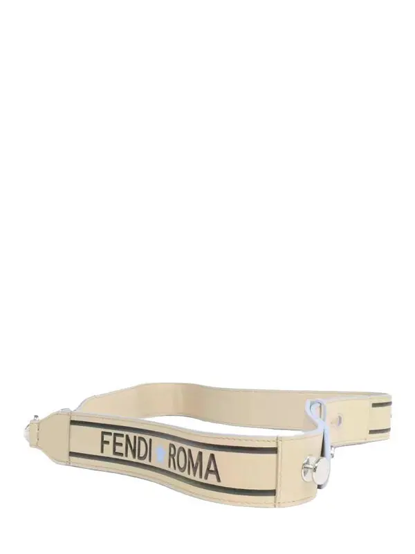 Fendi Logo Print Leather Shoulder Strap - Neutrals