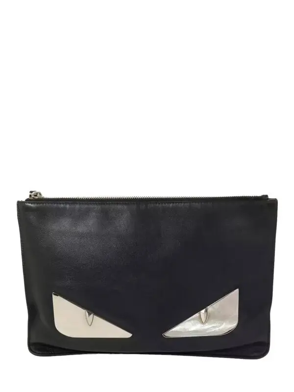 Fendi Bag Bugs Leather Clutch - Black