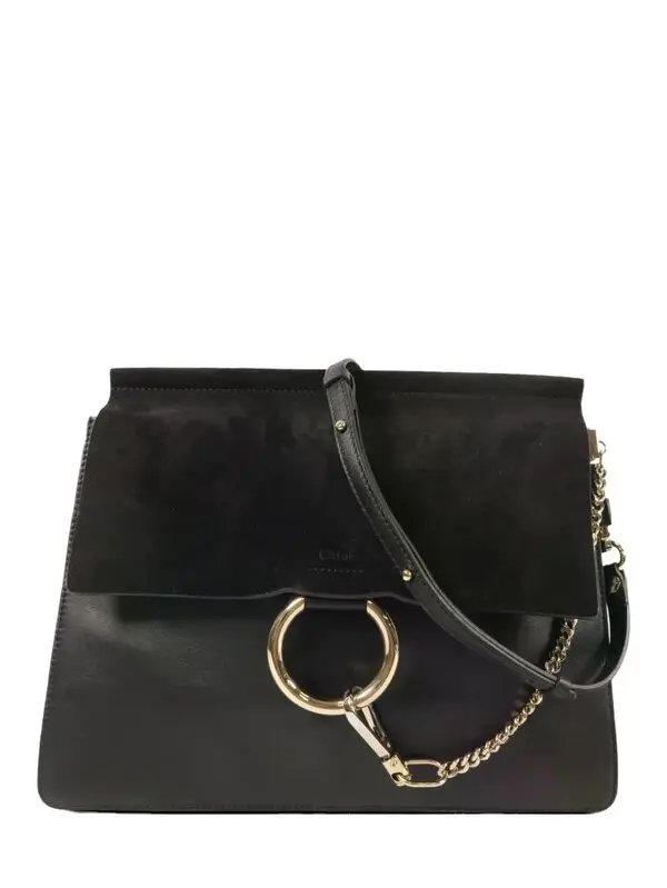 Chloé Faye Shoulder Bag With Ring And Chain Detail - Black