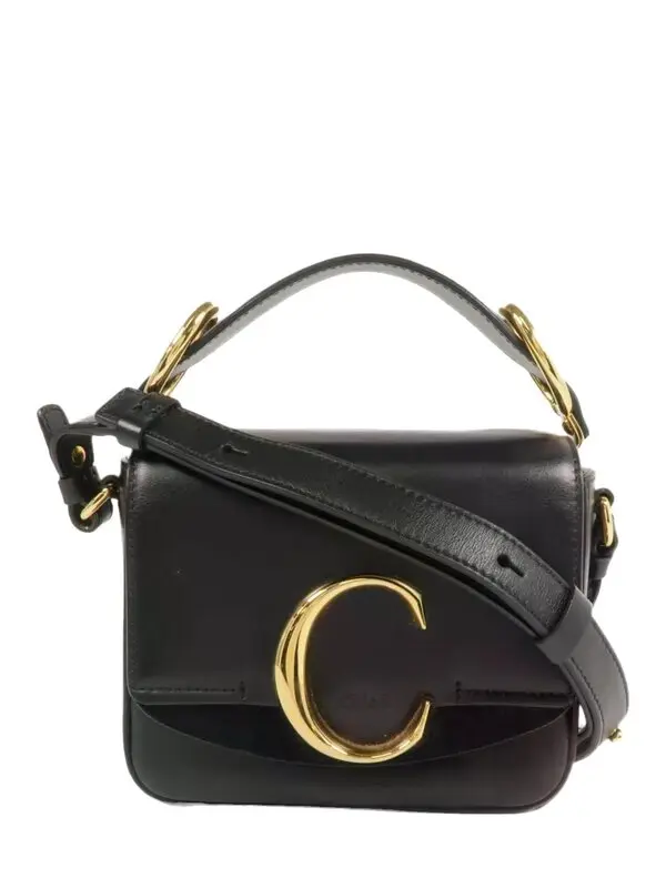 Chloé Mini C Two-way Calfskin Shoulder Bag - Black