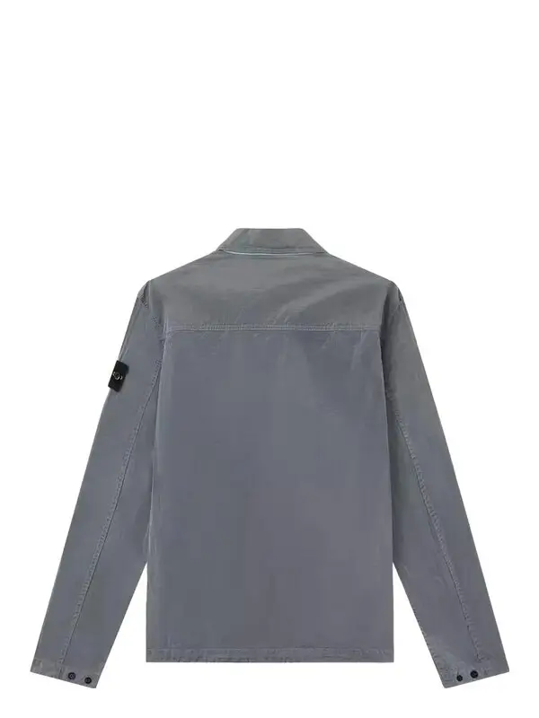Stone Island Logo-patch Zip-up Shirt - Grey