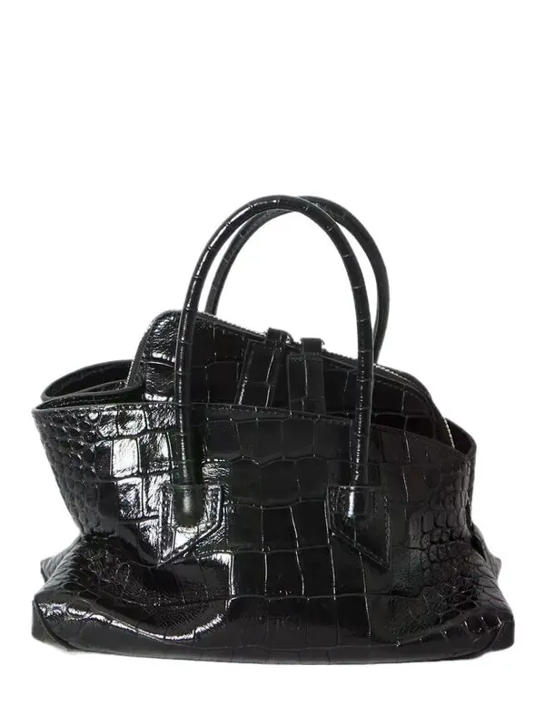Attico Mini La Passeggiata Crocodile-effect Leather Tote Bag - Black