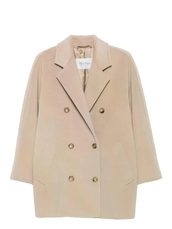 Max Mara Double-breasted Notched Lapel Coat - Neutrals