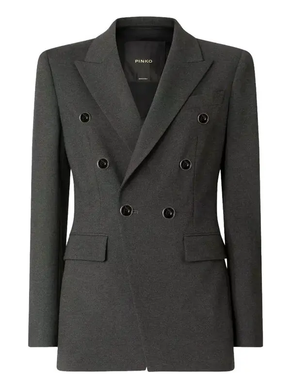 Pinko Double-breasted Peak Lapel Blazer - Grey