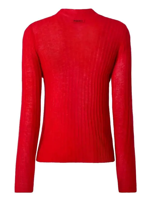 Pinko Ribbed Knit Mock Neck Sweater - Red